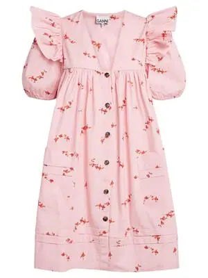GANNI Ganni Stretch-Cotton Floral Mini Dress