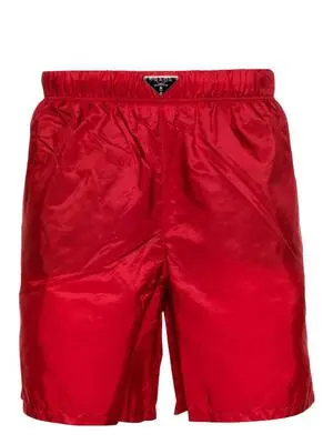 Prada Triangle Logo Swim Shorts - Red