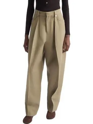 NACKIYE Tailored High Waist Wide Leg Pants - Sand