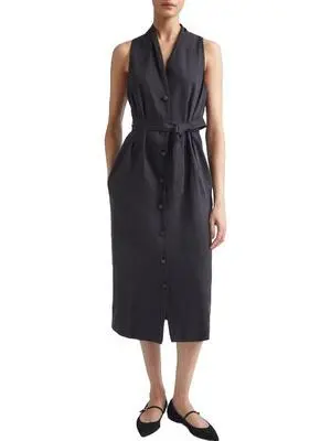 Max Mara Navetta Linen And Silk Midi Dress - Black