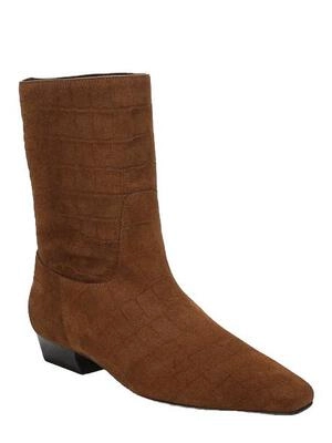 FAVORITE DAUGHTER Addison Croc Embossed Bootie - Saddle