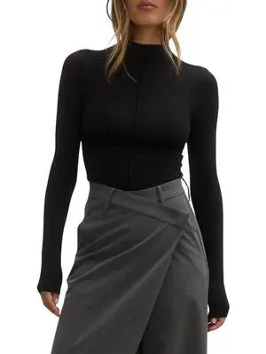 BAYSE Anisa Mock Neck Top - Shadow