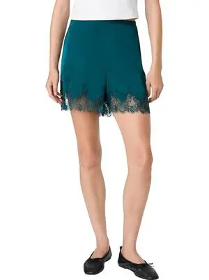 French Connection French Connection Ennis Satin Lace Shorts Deep Teal