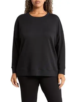 Eileen Fisher Long Crewneck Sweatshirt - Black