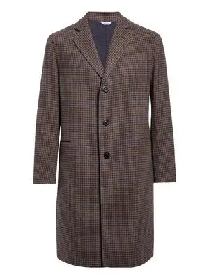 Boglioli Houndstooth Check Wool Coat - Brown
