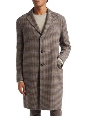 Boglioli Houndstooth Check Wool Coat - Brown