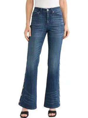 CITY BLUES Side Grommet Bootcut Jeans - Medium Indigo