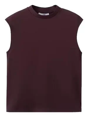 Mango Mock Neck Sleeveless Top - Wine