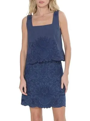 CIEBON Rhea Embroidered Cotton Tank - Navy
