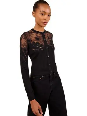 Ulla Johnson Talia Embroidered Lace Cardigan - Noir