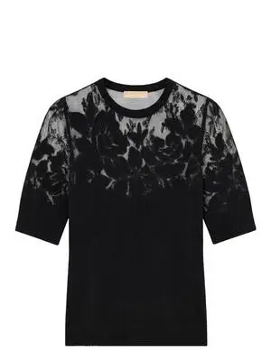 Ulla Johnson Ella Short Sleeve Lace Top - Noir