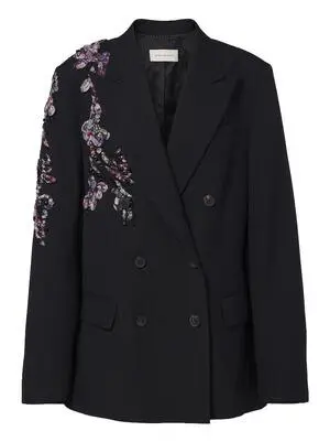 Dries Van Noten Embellished Double-breasted Wool Blazer - Black