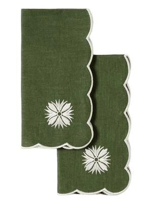 CABANA Olive Set Of 2 Linen And Cotton Napkins - Green