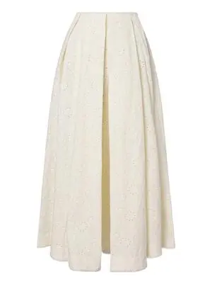 Agua Bendita Delta Broderie Anglaise Cotton Maxi Skirt - White
