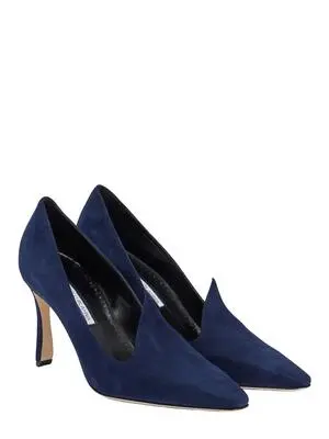 Manolo Blahnik Maldite Suede Pumps - Blue