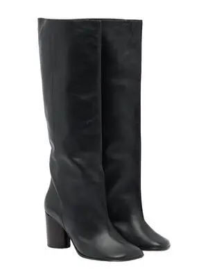 LEMAIRE Crease Leather Knee-high Boots - Black