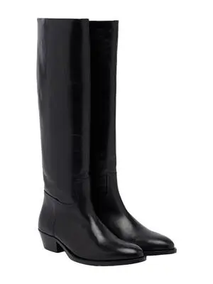 JUDE Leather Knee-high Boots - Black