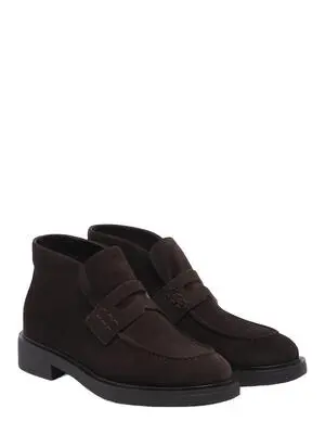 GIANVITO ROSSI Brogue Suede Ankle Boots - Brown