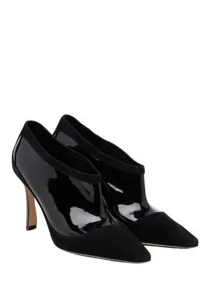 Manolo Blahnik Suede And Patent Leather Pumps - Black