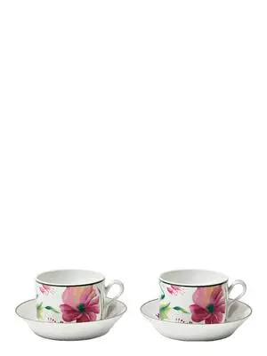 GINORI 1735 Florenza Set Of 2 Porcelain Tea Cups And Saucers - Multicoloured