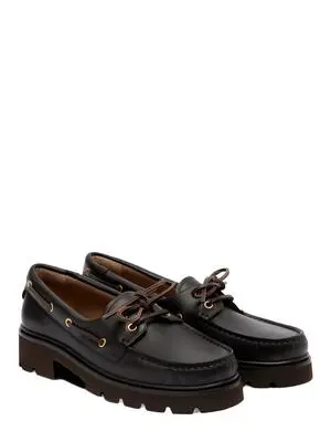 GIANVITO ROSSI Olonne Leather Boat Shoes - Brown