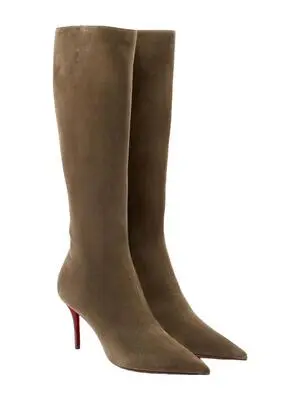 CHRISTIAN LOUBOUTIN Christian Louboutin Miss Z Suede Knee-High Boots Beige