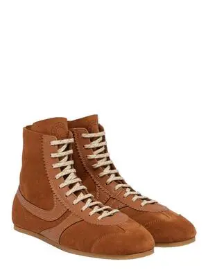 Dries Van Noten Leather-trimmed Suede High-top Sneakers - Brown