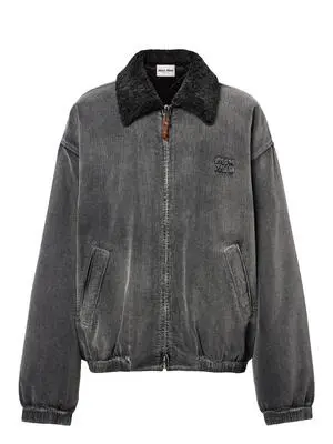 Miu Miu Corduroy Cotton Bomber Jacket - Grey