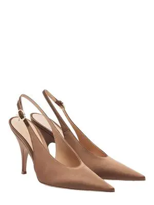 GIANVITO ROSSI Sofia Satin Slingback Pumps - Brown