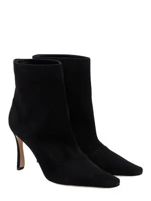 Manolo Blahnik Gostatu Suede Ankle Boots - Black
