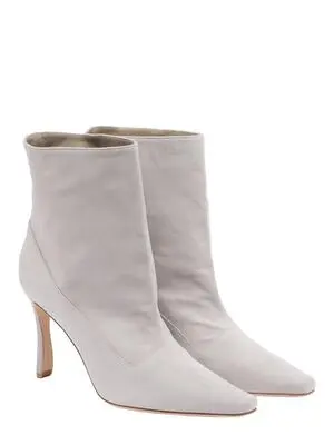 Manolo Blahnik Gostatu Suede Pointed Toe Ankle Boots - Grey