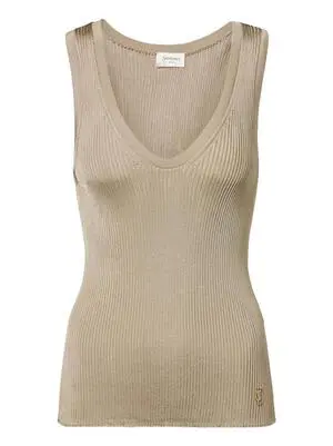 Saint Laurent Cassandre Ribbed-knit Tank Top - Beige