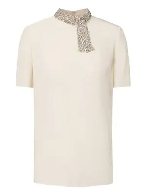 VALENTINO Embellished Silk Crêpe De Chine Top