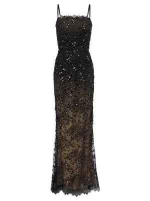 Elie Saab Embroidered Sequined Tulle Gown - Black