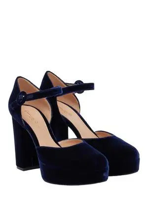 GIANVITO ROSSI Velvet Platform Pumps - Blue