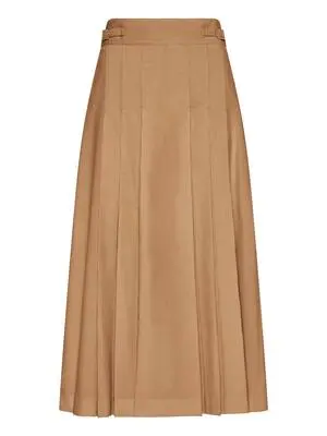Gabriela Hearst Wesley Pleated Corduroy Skirt - Camel