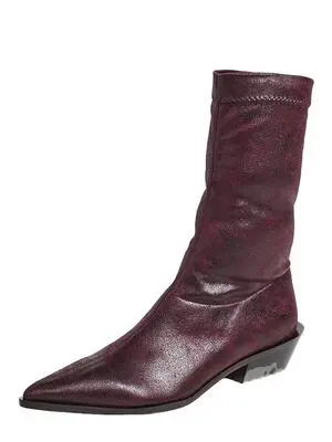 Tibi Leo Faux Leather Boots Wine