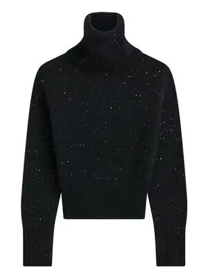 Scanlan Theodore Sequin Knit Roll Neck Sweater - Black