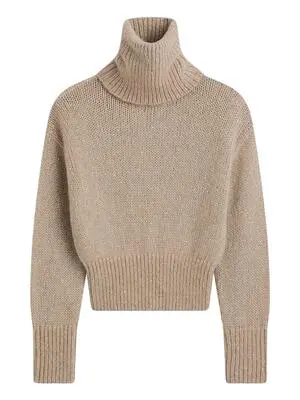 Scanlan Theodore Sequin Knit Roll Neck Sweater - Oat