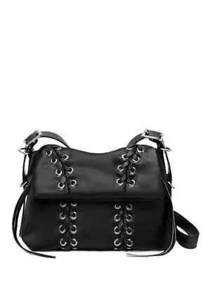 AIMEE Lace Up Double Entry Crossbody Black