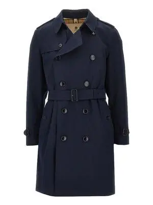 Burberry Medium Heritage Kensington Trench Coat - Blue