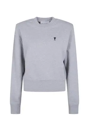 AMI Paris Sweatshirt Contrast Detail "quota De Coeur - Gray