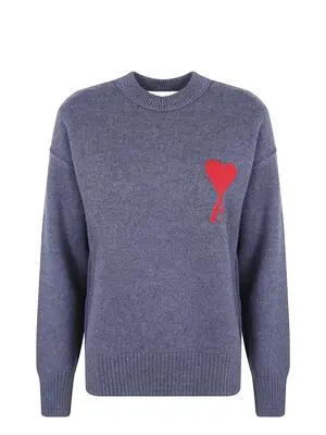 AMI Paris Sweatshirt Crewneck "quota De Coeur - Gray