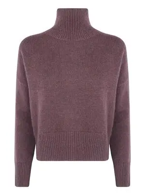 KUJTEN Ulla Cropped Turtleneck Sweater - Brown