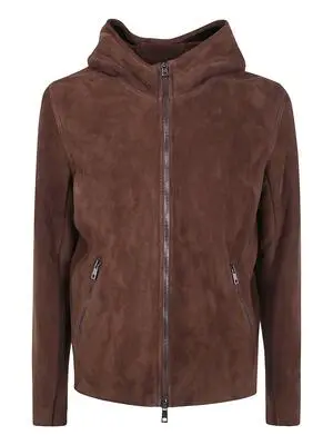 GIORGIO BRATO Hooded Shearling Leather Jacket - Brown