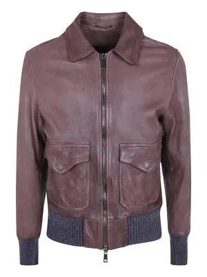 GIORGIO BRATO Classic Leather Jacket - Red