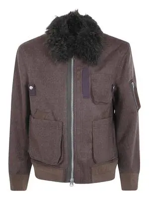 Sacai Wool Melton Blouson Jacket - Brown