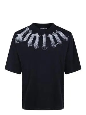 Palm Angels T-shirt Loose "big Neck Logo - Black