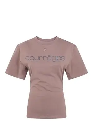 COURREGES Logo Print T-shirt - Brown