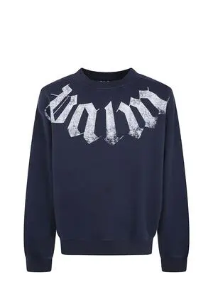 Palm Angels Sweatshirt Loose Crew "big Neck Logo - Black